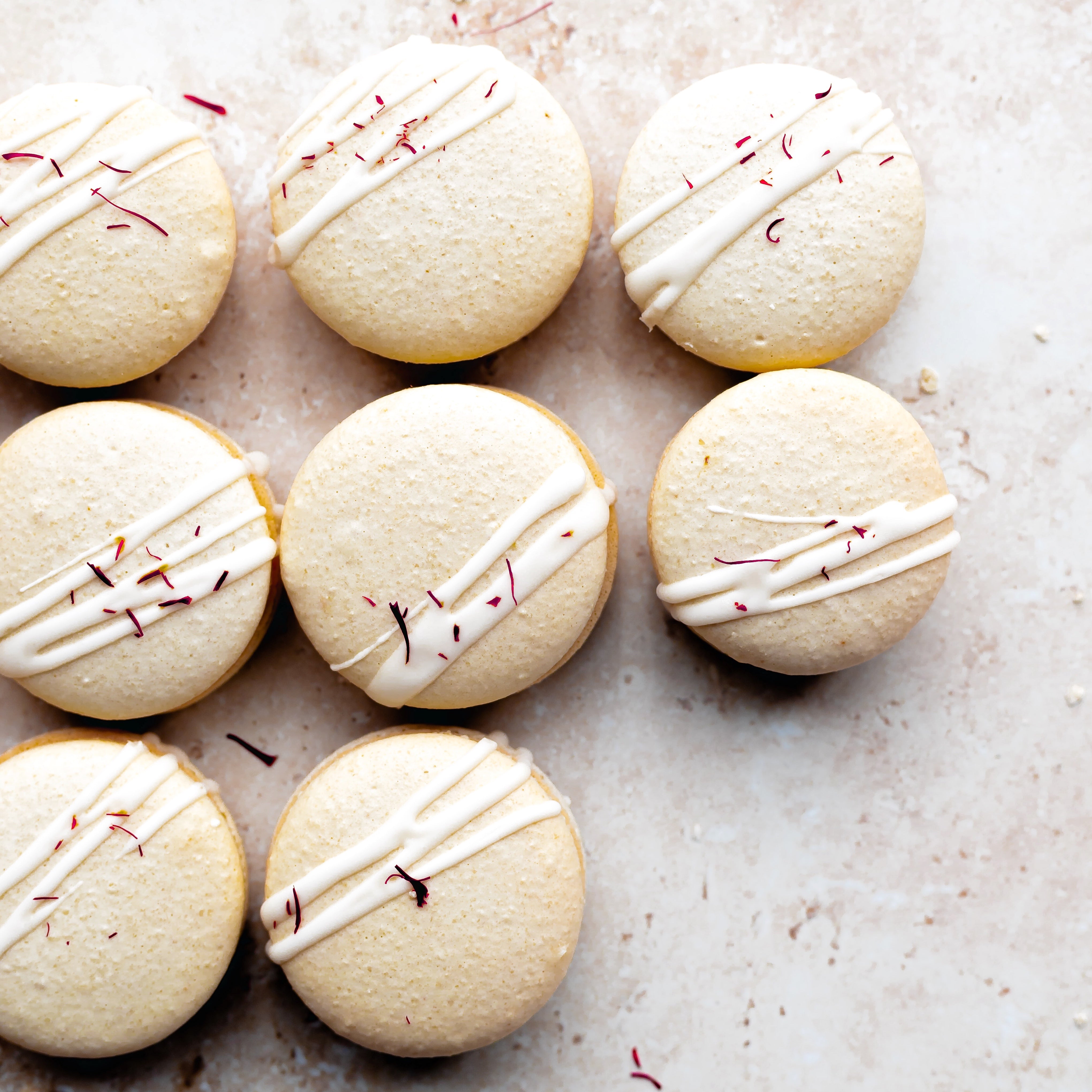 Recipe: Saffron Cardamom Macarons with White Chocolate Drizzle ...
